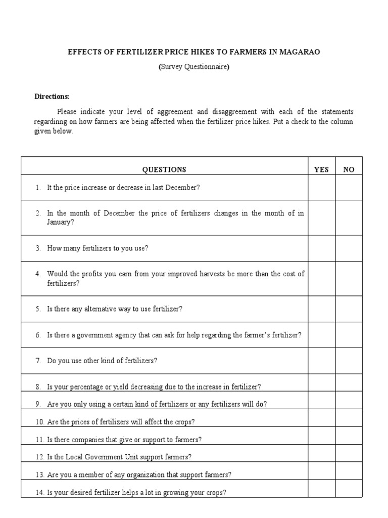 Survey Questionnaire | PDF