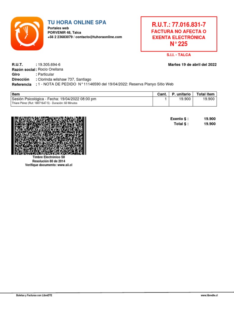 LibreDTE 77016831 T34F225 | PDF