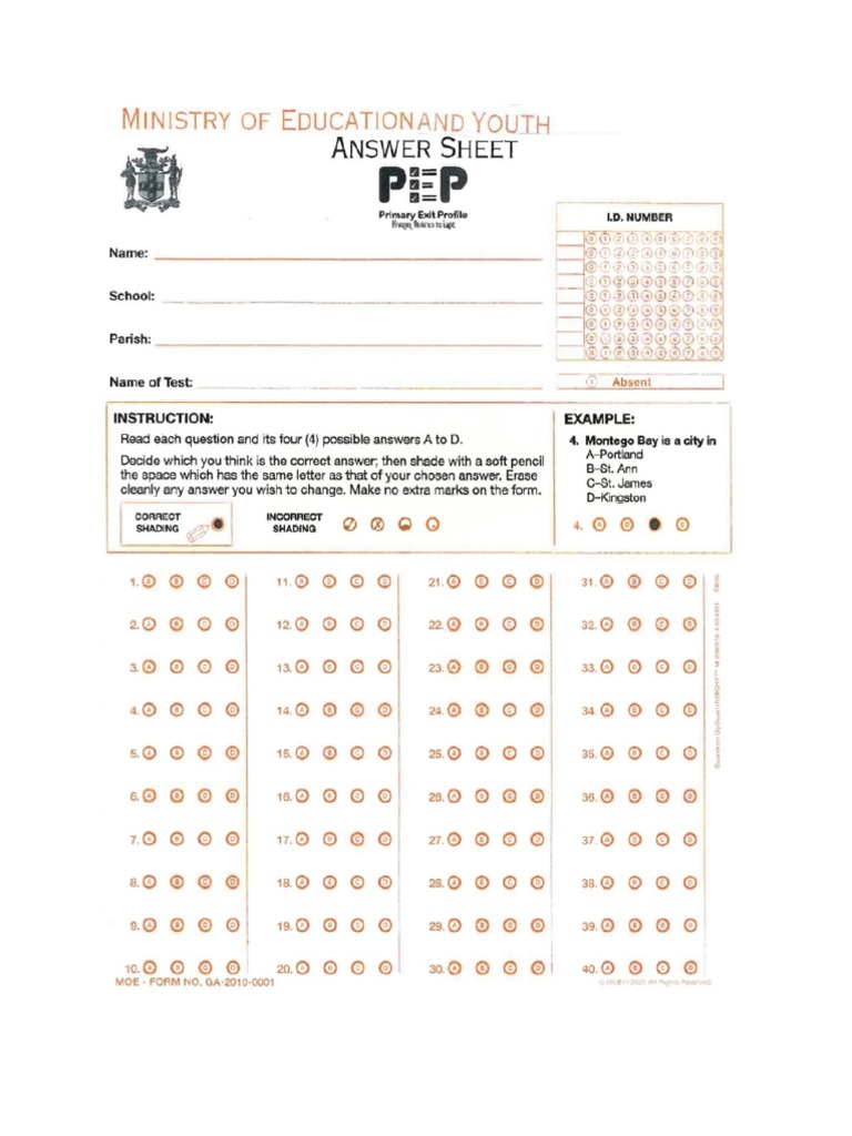 Pep Cbt Answer Sheet Pdf 
