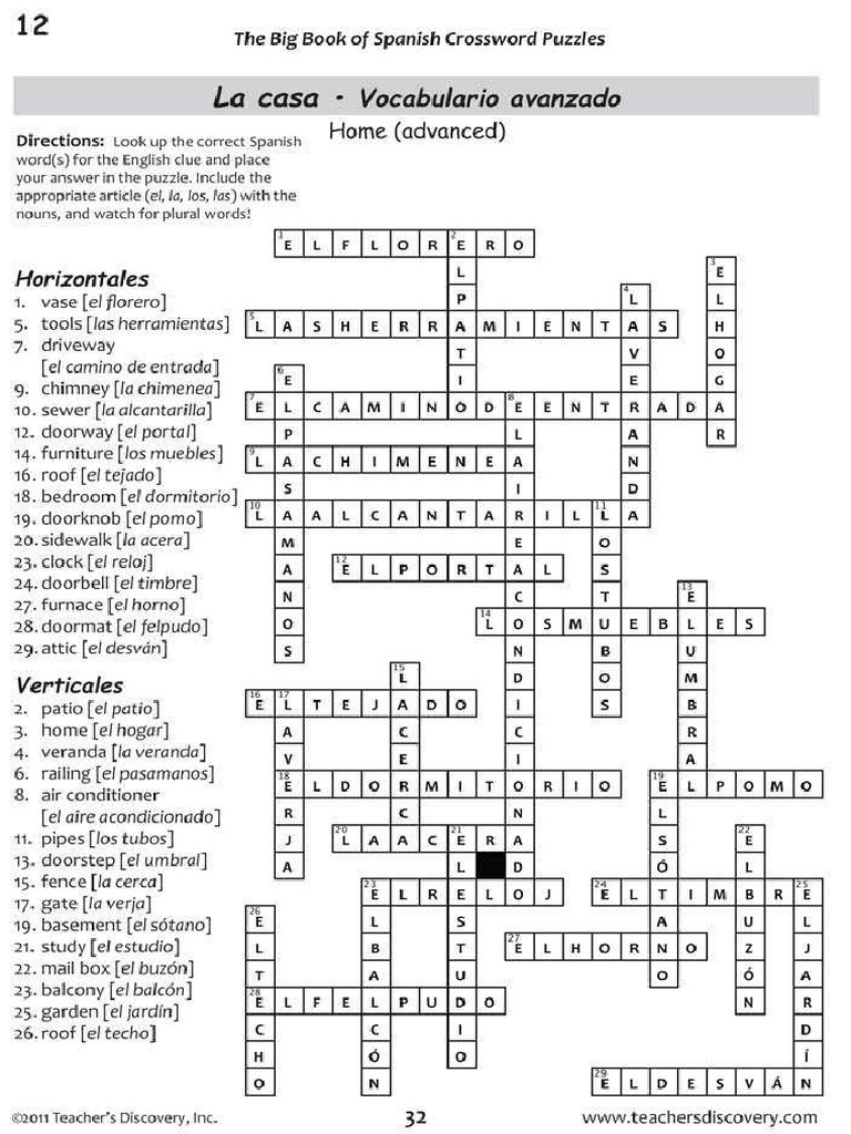Spanish Language Xword Puzzle La Casa | PDF