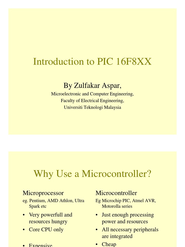 Introduction To PIC 16F8XX | PDF | Microcontroller | Central Processing Unit