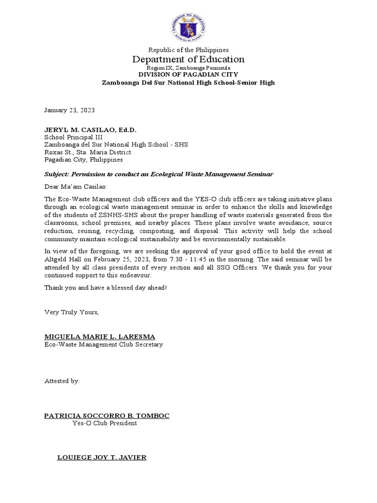 Request Letter | PDF | Materials | Waste Management