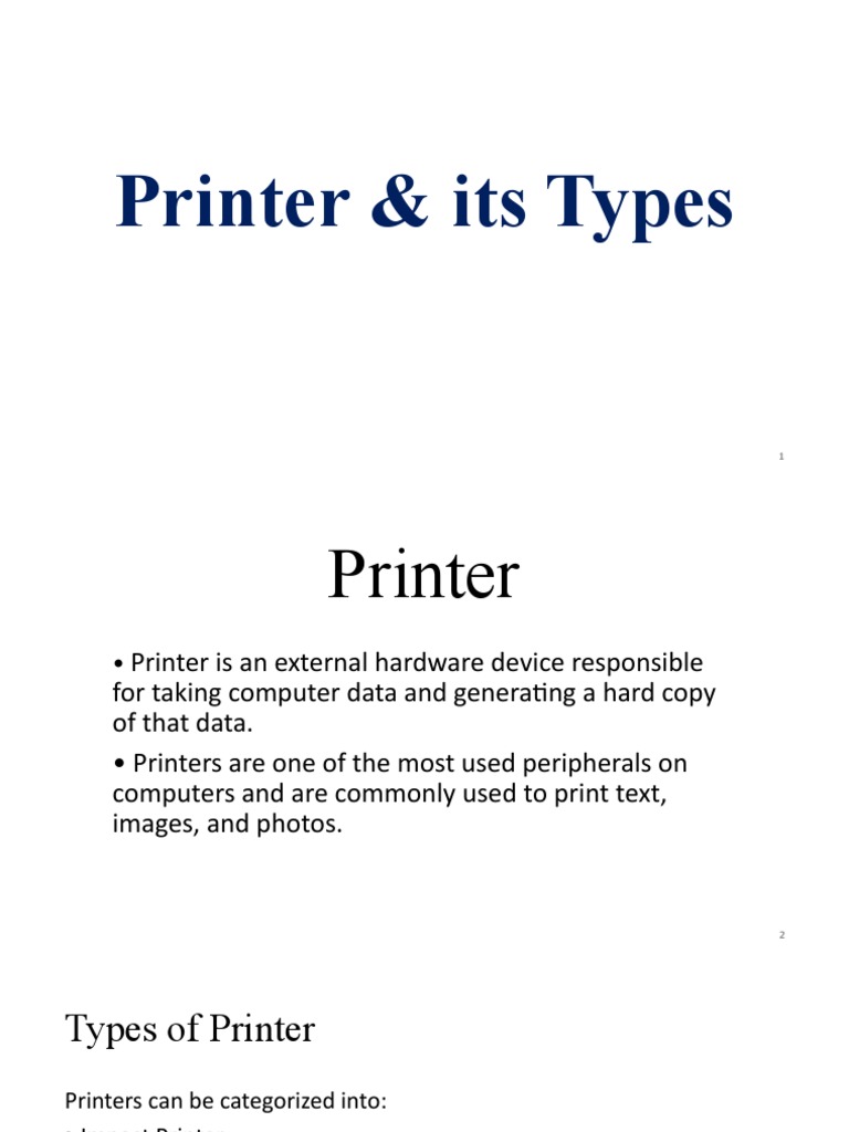 Printer & Its Types | PDF | Printer (Computing) | Computer Hardware