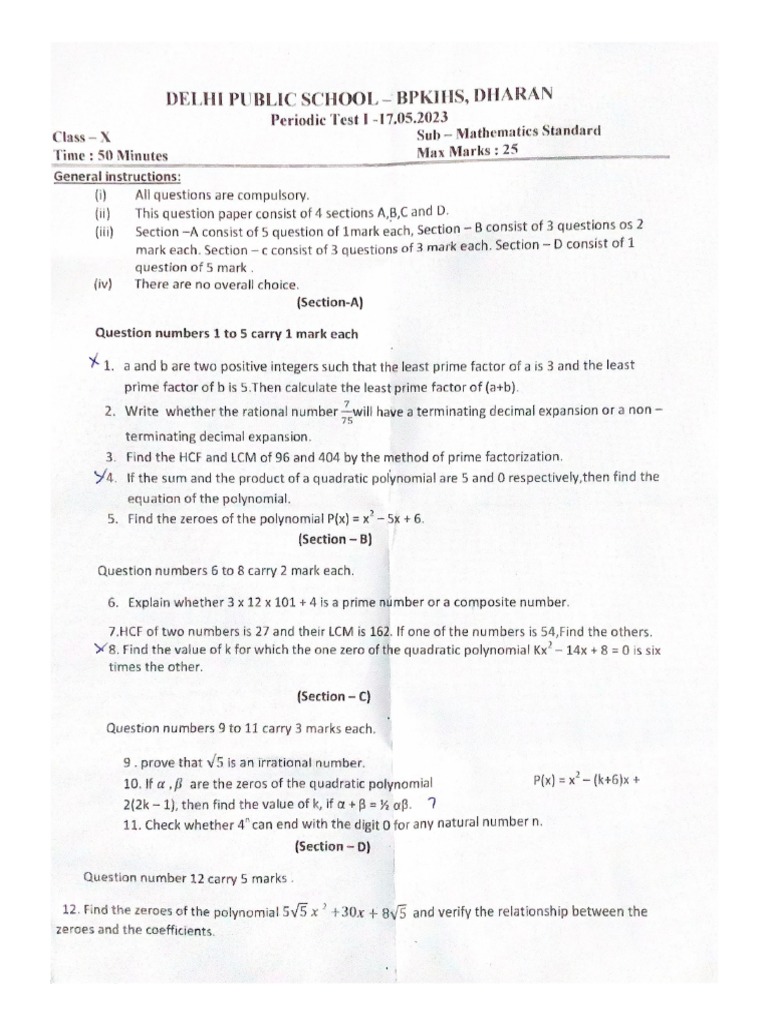 Mathematics Standard CBSE Class 10 Question Paper | PDF