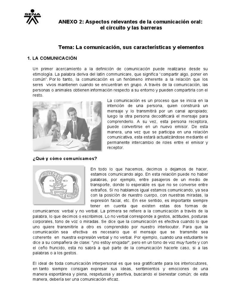 Anexo 2-La Comunicacion y Sus Elementos | Descargar gratis PDF | Comunicación | Comunicación no ...