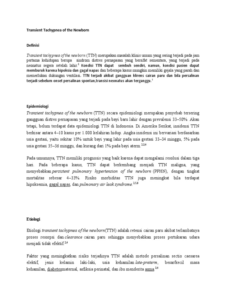TTN [definisi, etiologi, epidemiologi] | PDF