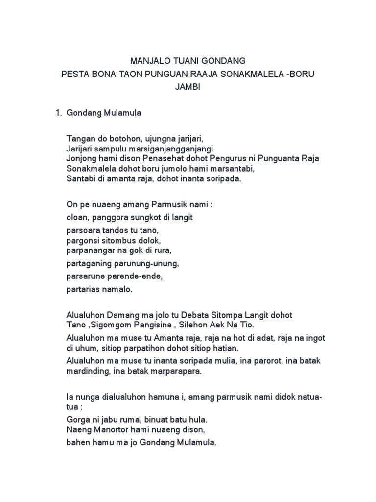 Manjalo Tuani Gondang | PDF