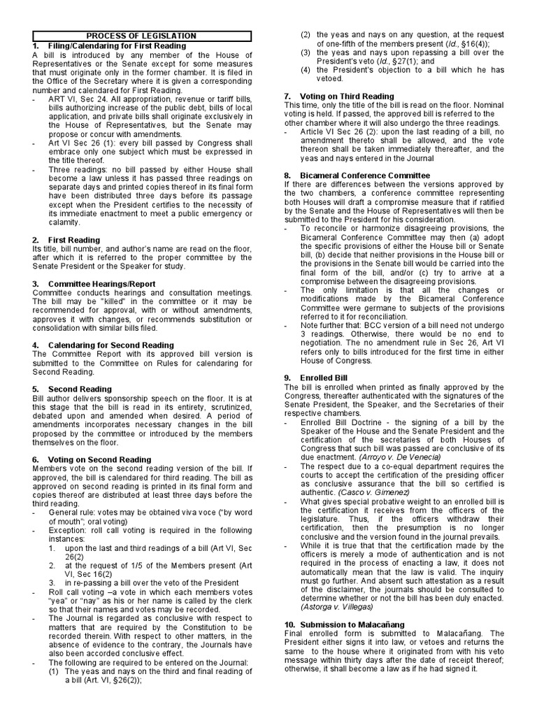 Steps in the Legislative Process | PDF | Bill (Law) | United States ...
