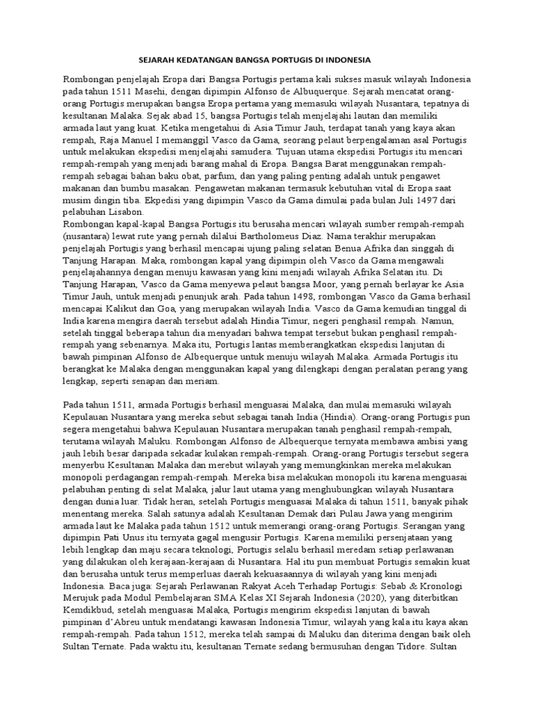 Kedatangan Portugis ke Indonesia 1511 | PDF
