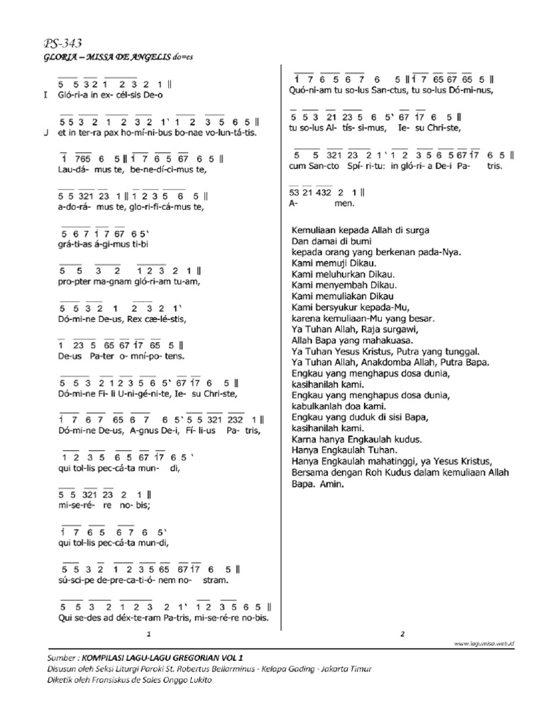 GLORIA (Missa de Angelis) PS 343 | PDF
