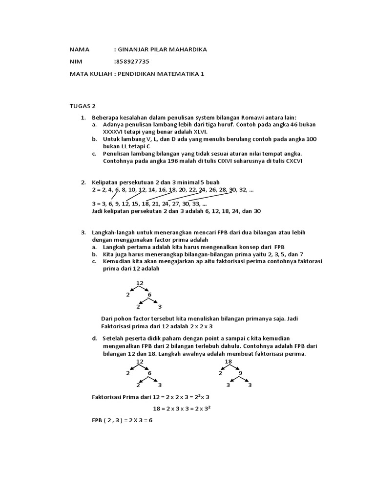 Tugas Tutorial 2 PENDIDIKAN MATEMATIKA 1 | PDF