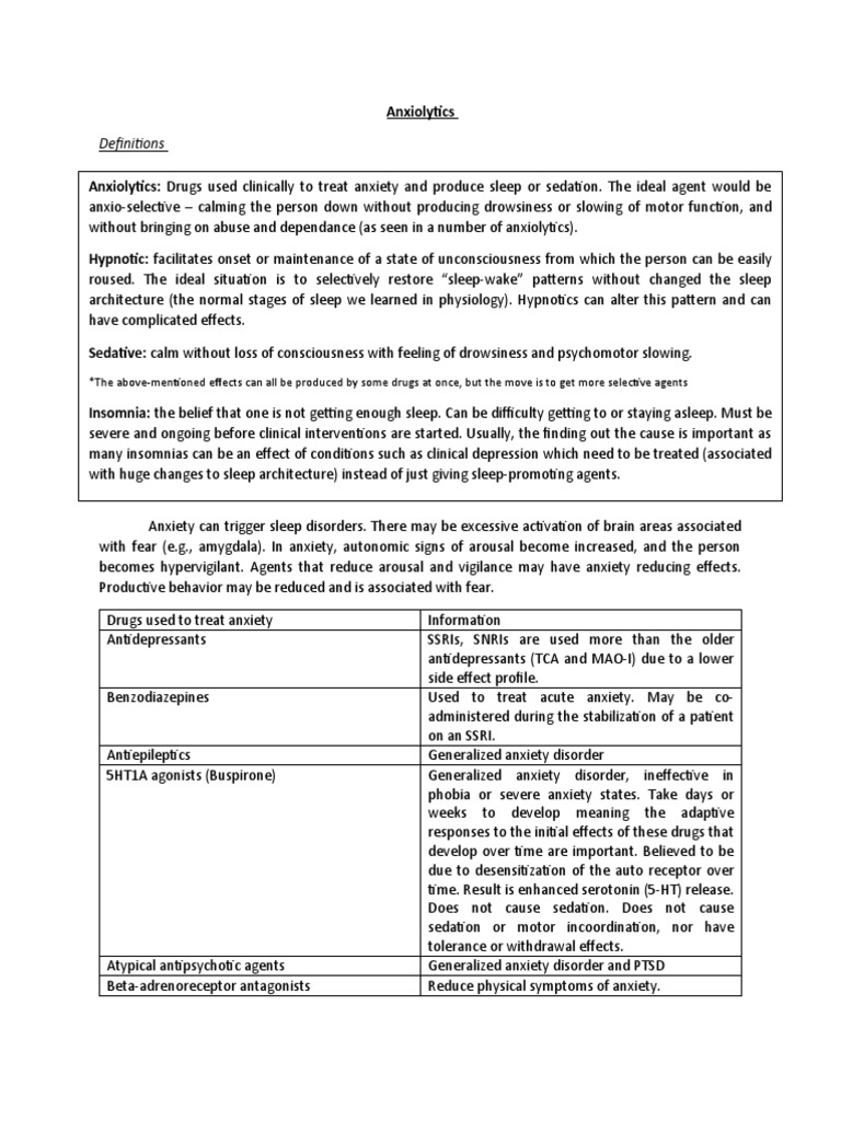 Anxiolytics | PDF | Benzodiazepine | Anxiety