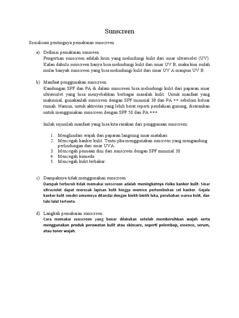 Sunscreen | PDF