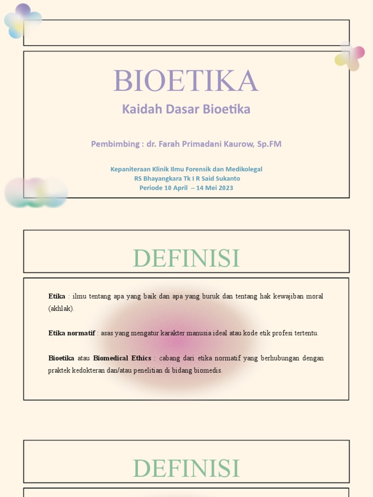 Prinsip Dasar Bioetika dalam Kedokteran | PDF