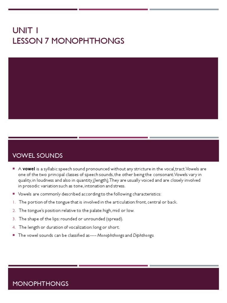 Monophthongs: A Guide for Learners | PDF | Vowel | Phonetics