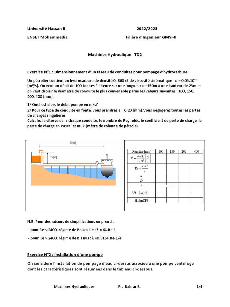 TD2 Machines 2023 | PDF | Pompe | Pression
