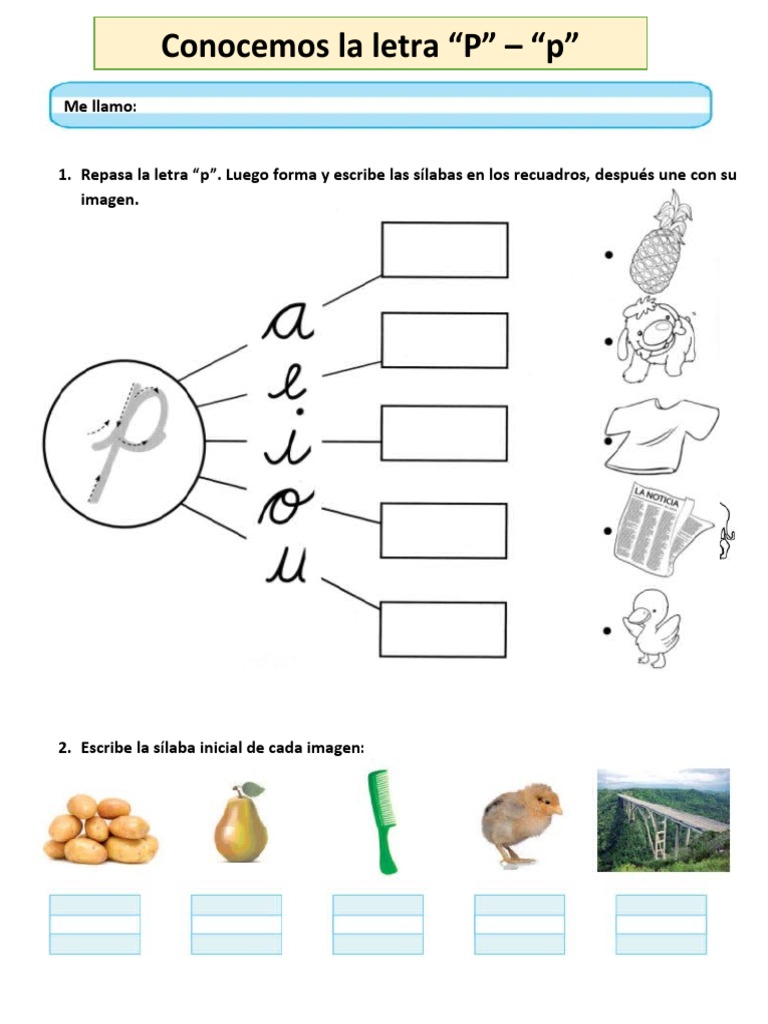 Actividades para aprender la letra P | PDF | Artes del Lenguaje y ...