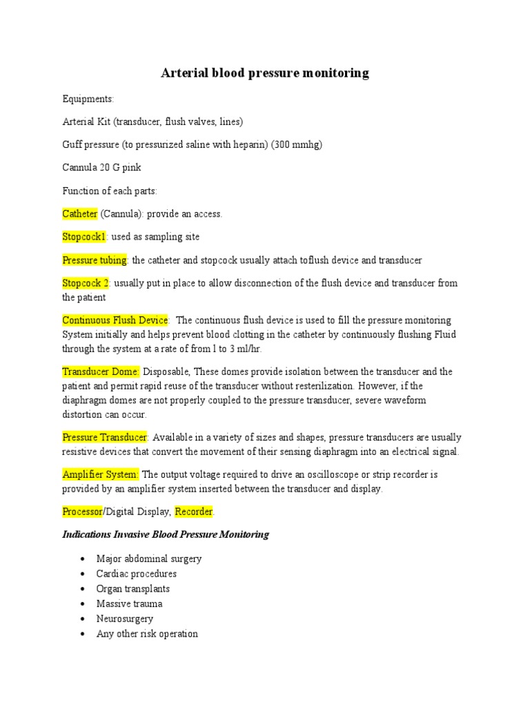 Arterial Blood Pressure Monitoring Lab | PDF | Blood Pressure | Amplifier