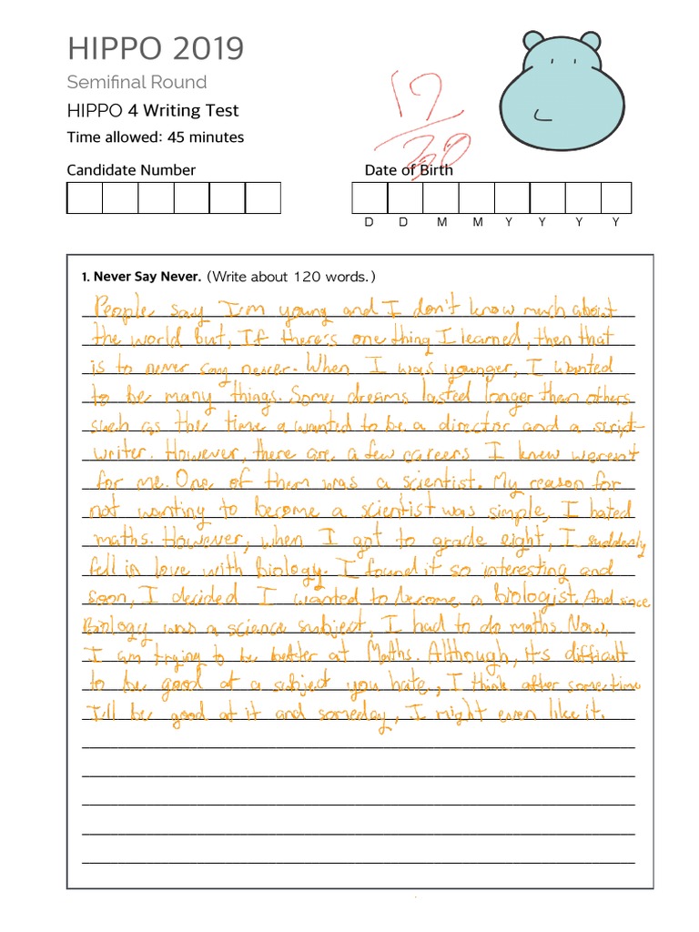 Hippo 4 Writing 2019 | PDF | Social Science | Self-Improvement