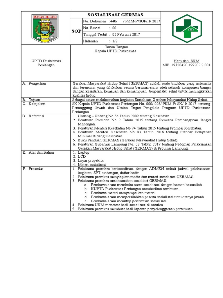 Sop Sosialisasi Germas | PDF