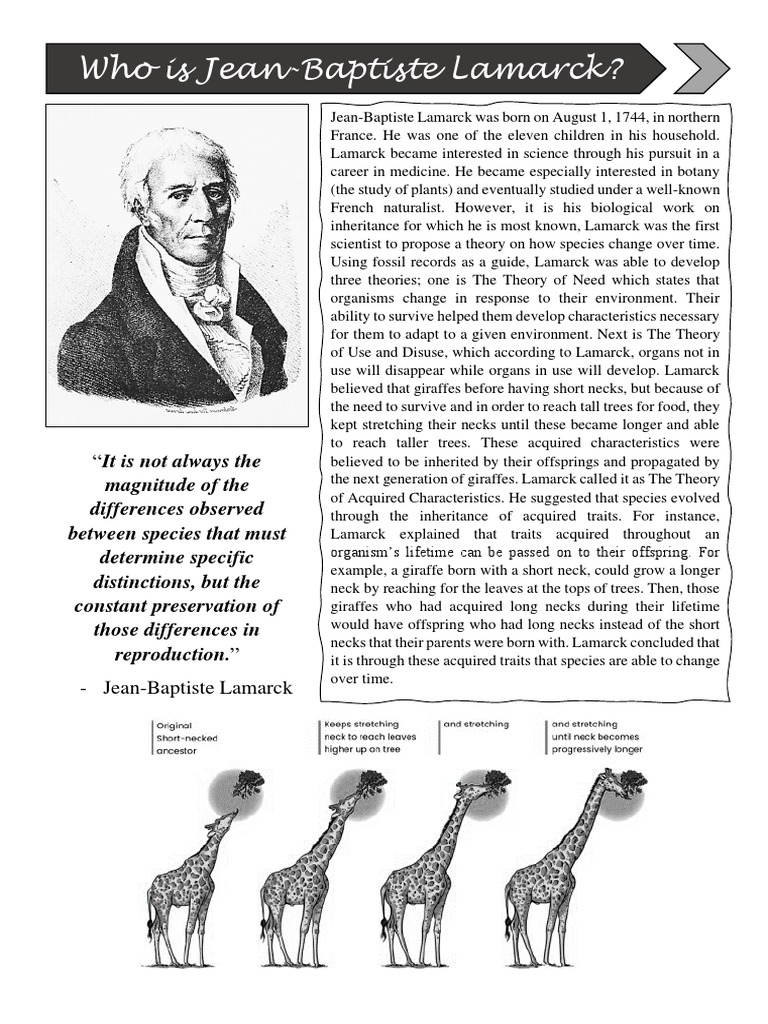 Lamarck's Evolutionary Theories Explained | PDF