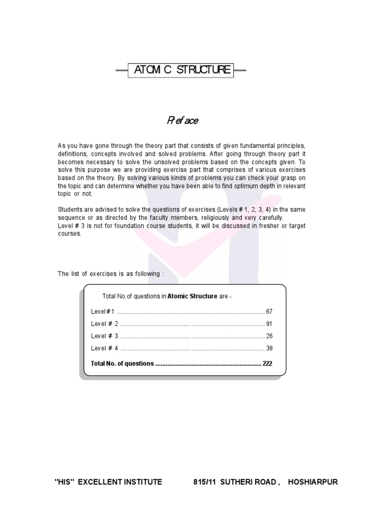 10+1-Chemistry-Atomic Structure Question Objective | PDF | Atomic Orbital | Electron