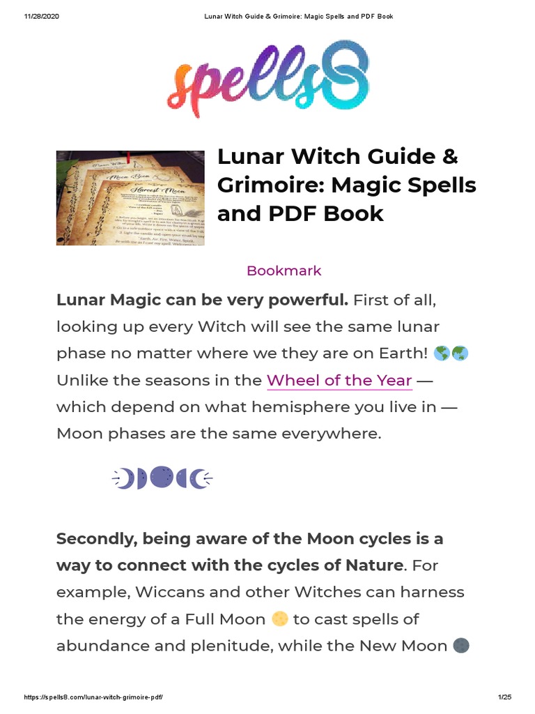 Lunar Witch Guide and Grimoire Magic Spells | PDF