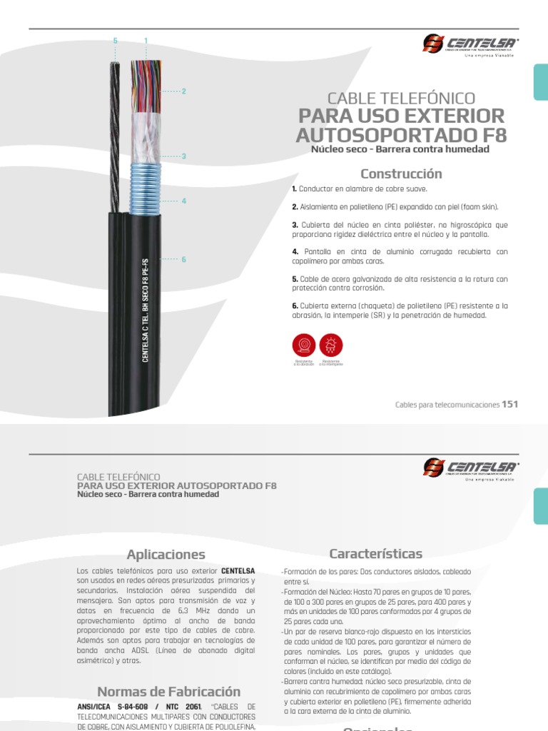 Cables para Telecomunicaciones Cable Telefonico para Uso Exterior ...