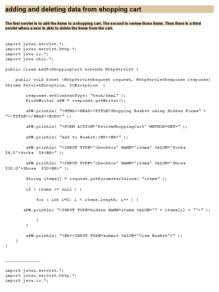 Adding and Deleting Data From Shopping Cart | PDF | Computer Programming | Computing