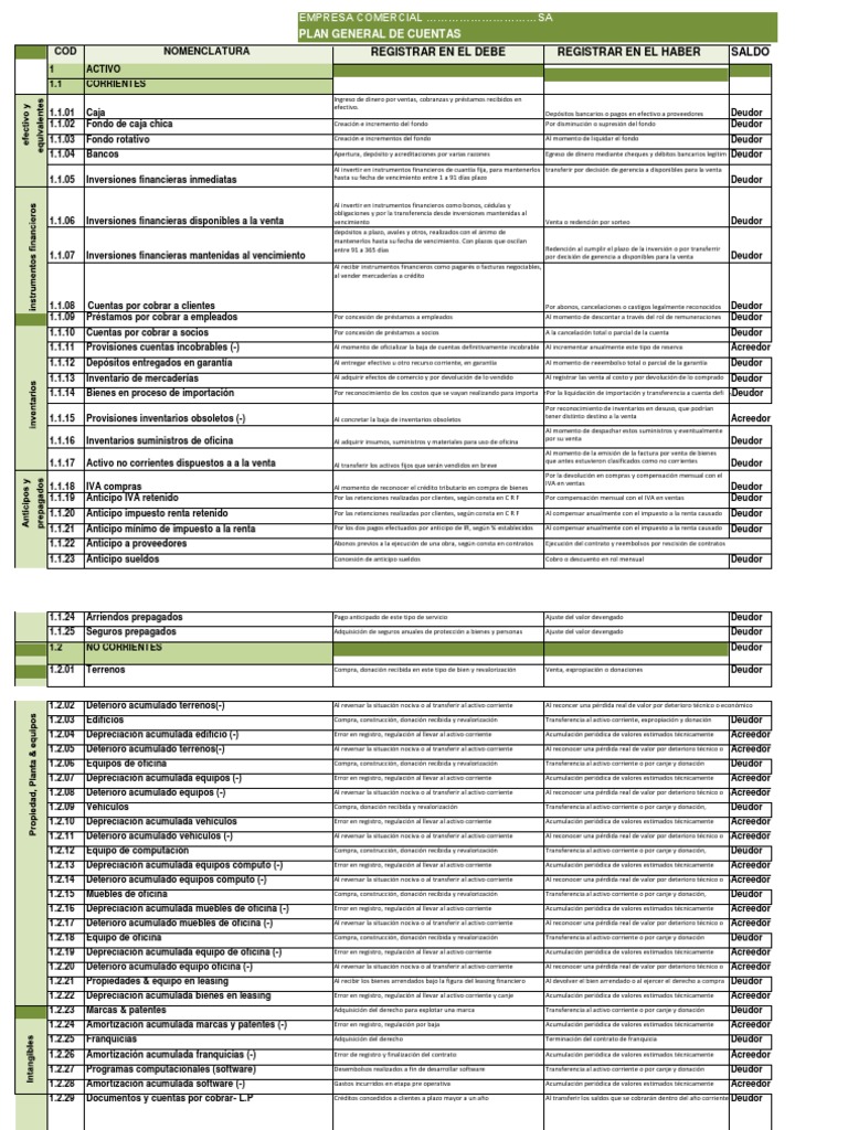 Plan de Cuentas Niif | PDF