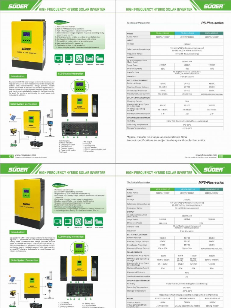 Suoer Solar Inverter Catalogue | PDF