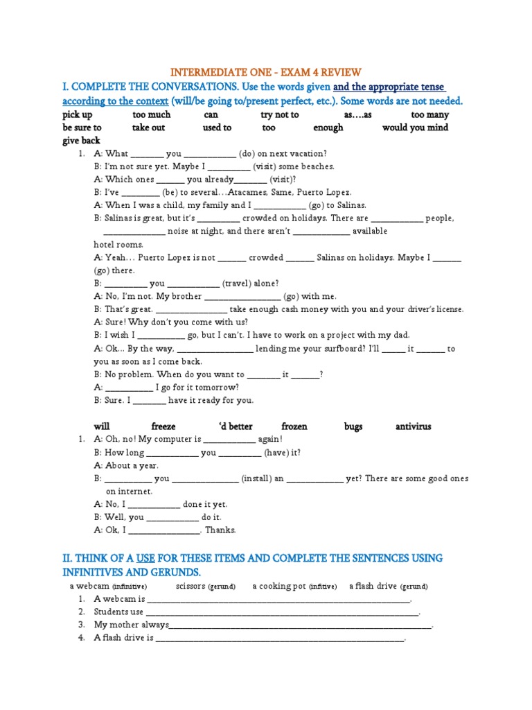 Int.1 Units 7-8 Review | PDF | Linguistics | Grammar