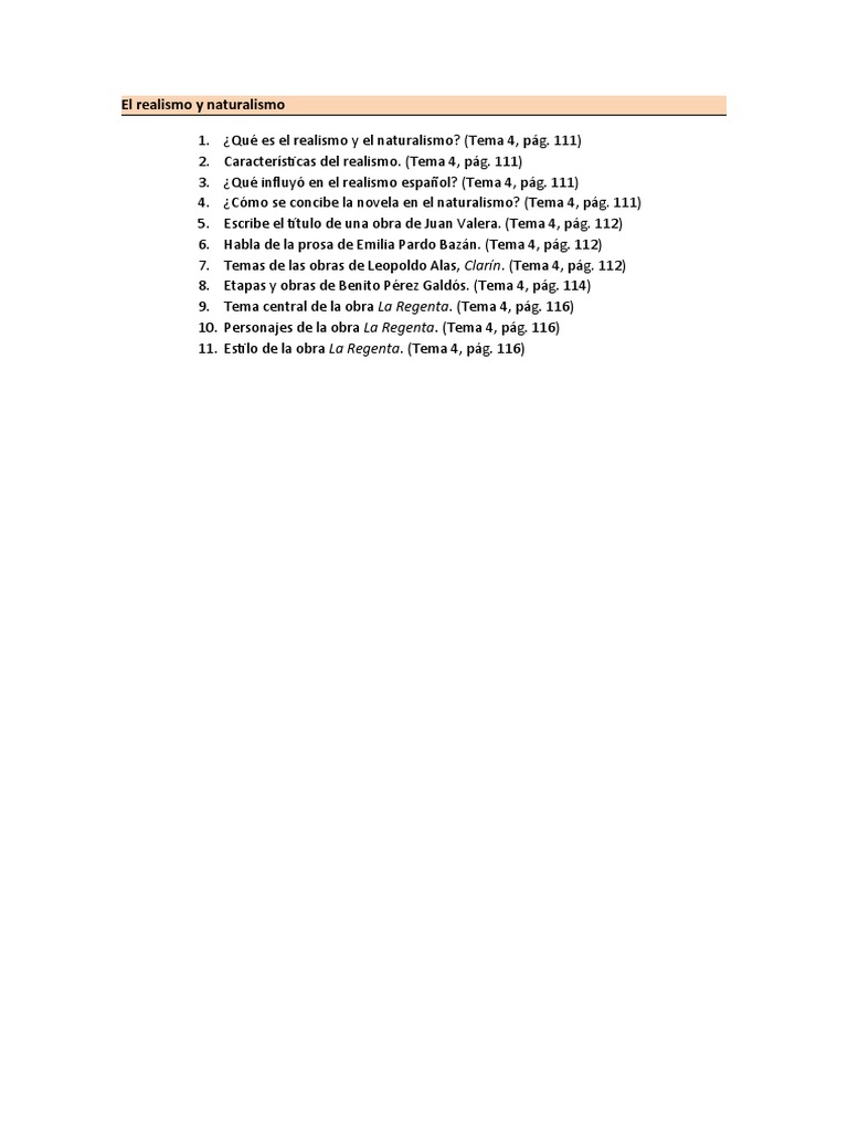 El Realismo y Naturalismo | PDF