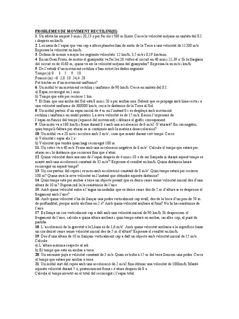 Exercicis Mru I Mruv (Ii) | PDF