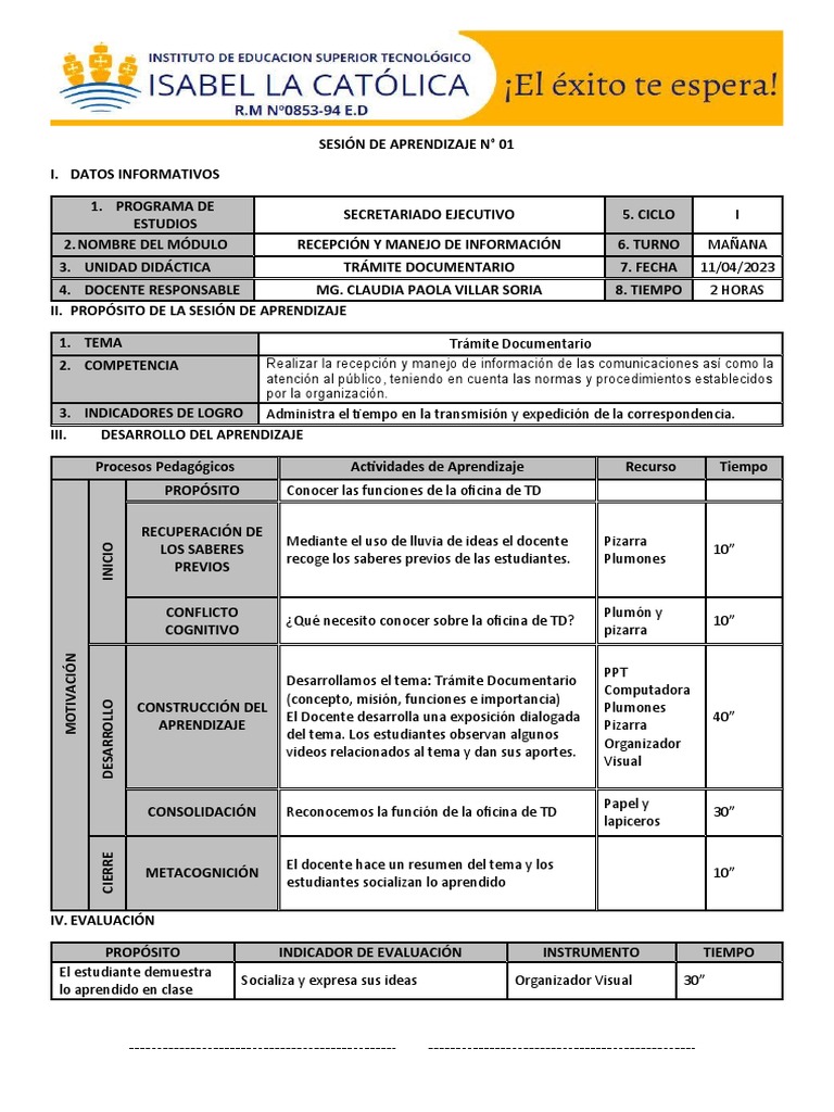Formato de Sesión de Aprendizaje | PDF | Aprendizaje | Maestros