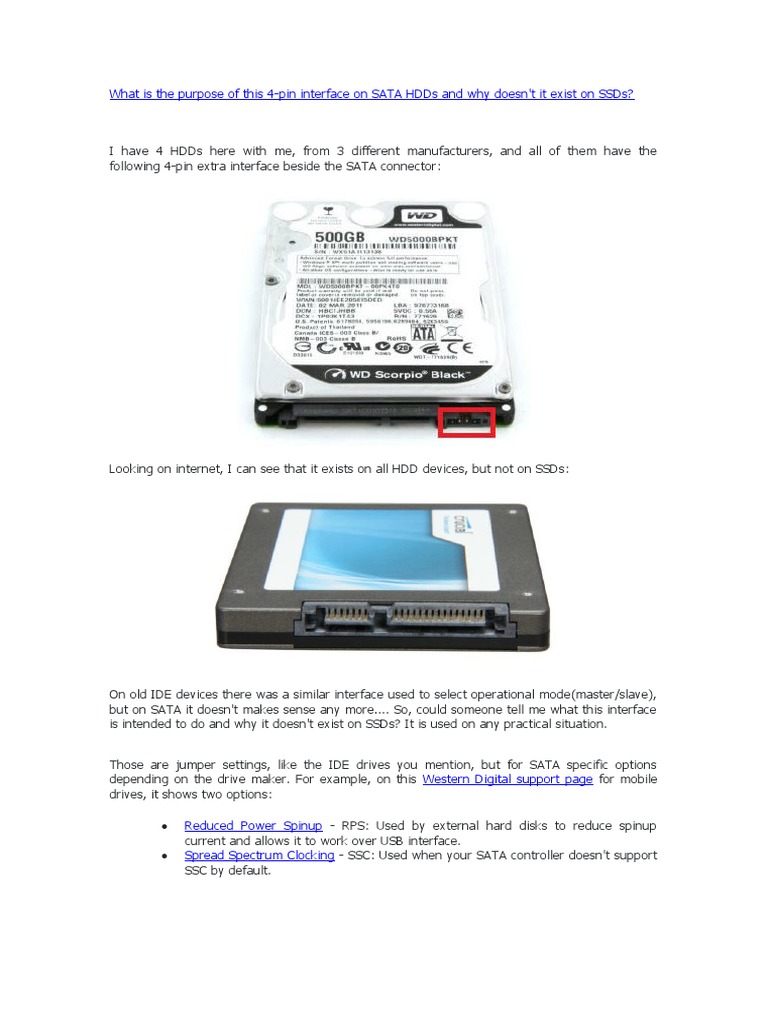 SATA HDD 4-Pin Interface Explained | PDF | Hard Disk Drive | Solid ...