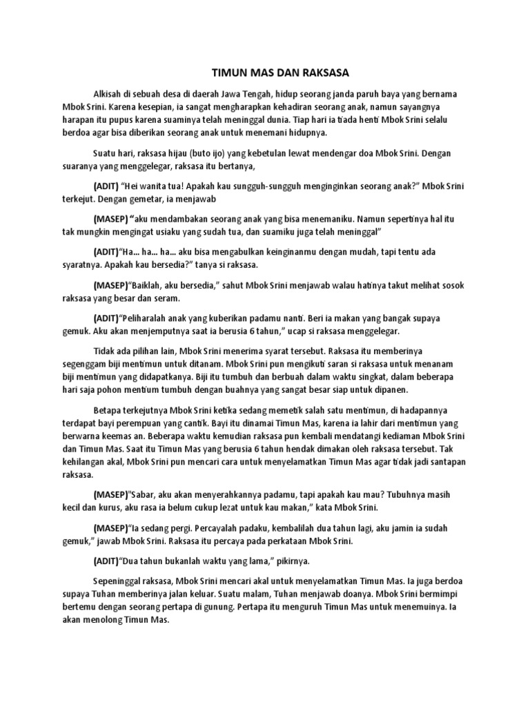 Timun Mas Dan Raksasa | PDF