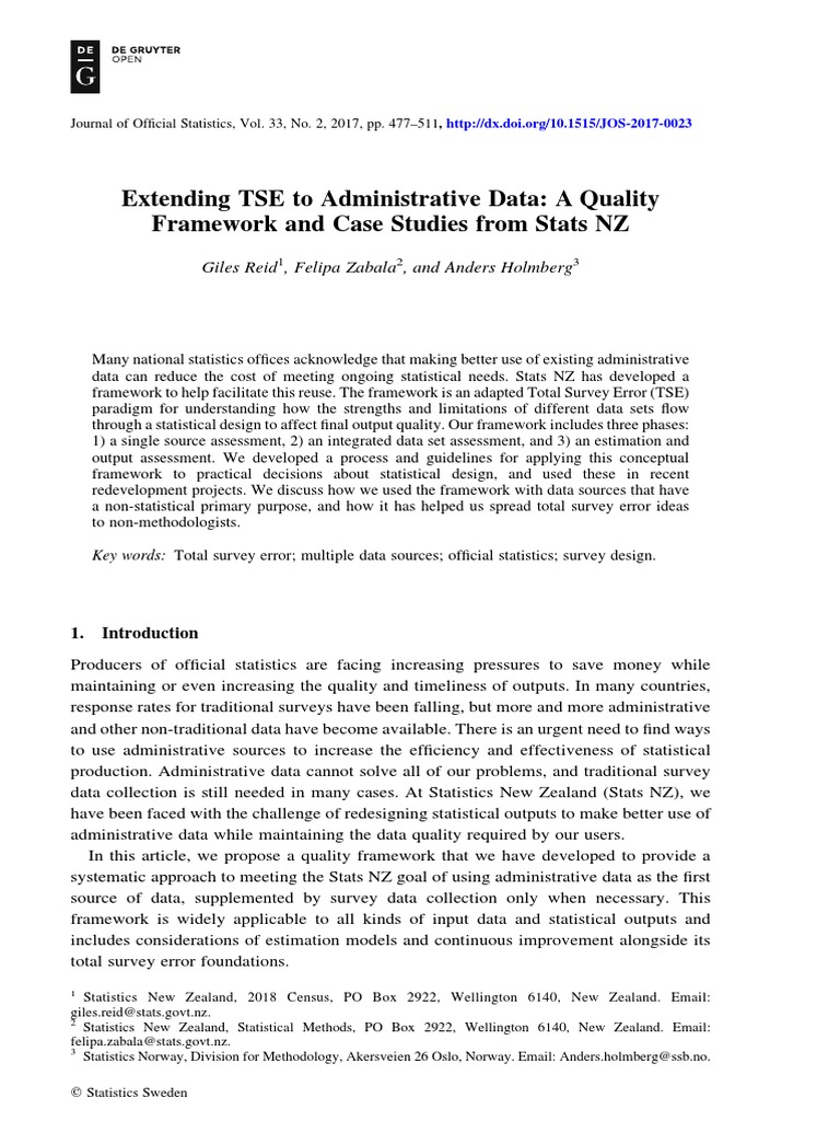 Total Survey Error Framework For Administrative Data | PDF | Statistics ...