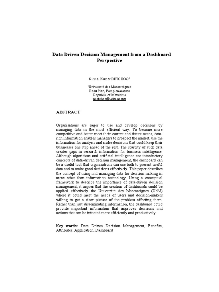 Data Driven Management | PDF | Data Science | Decision Making Data Driven Management | PDF | Data Science | Decision Making