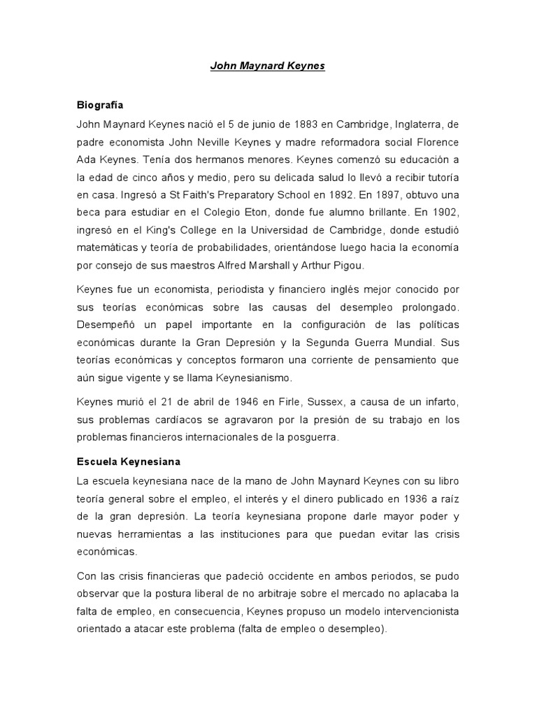 John Maynard Keynes | PDF | John Maynard Keynes | Economía keynesiana