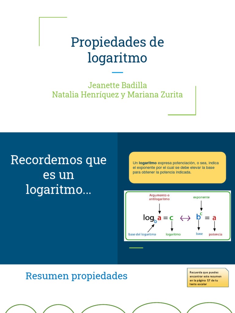 Propiedades y Ejemplos de Logaritmos | PDF | Logaritmo | Exponenciación