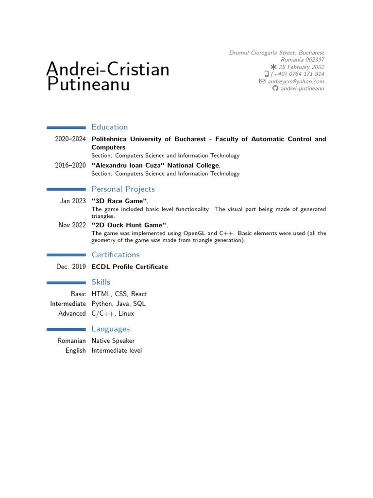 Putineanu_Andrei_CV | PDF
