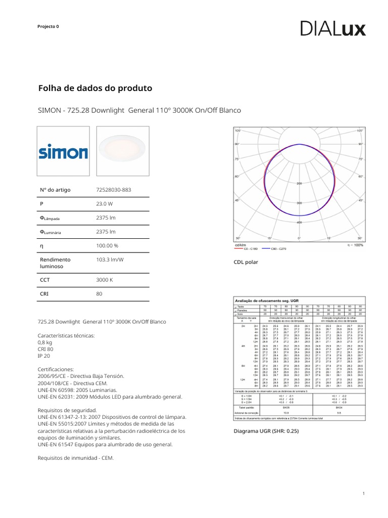 Downlight Blanco 3000K 23W SIMON | PDF