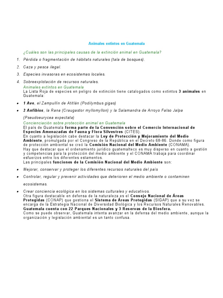 Animales Extintos en Guatemala | PDF