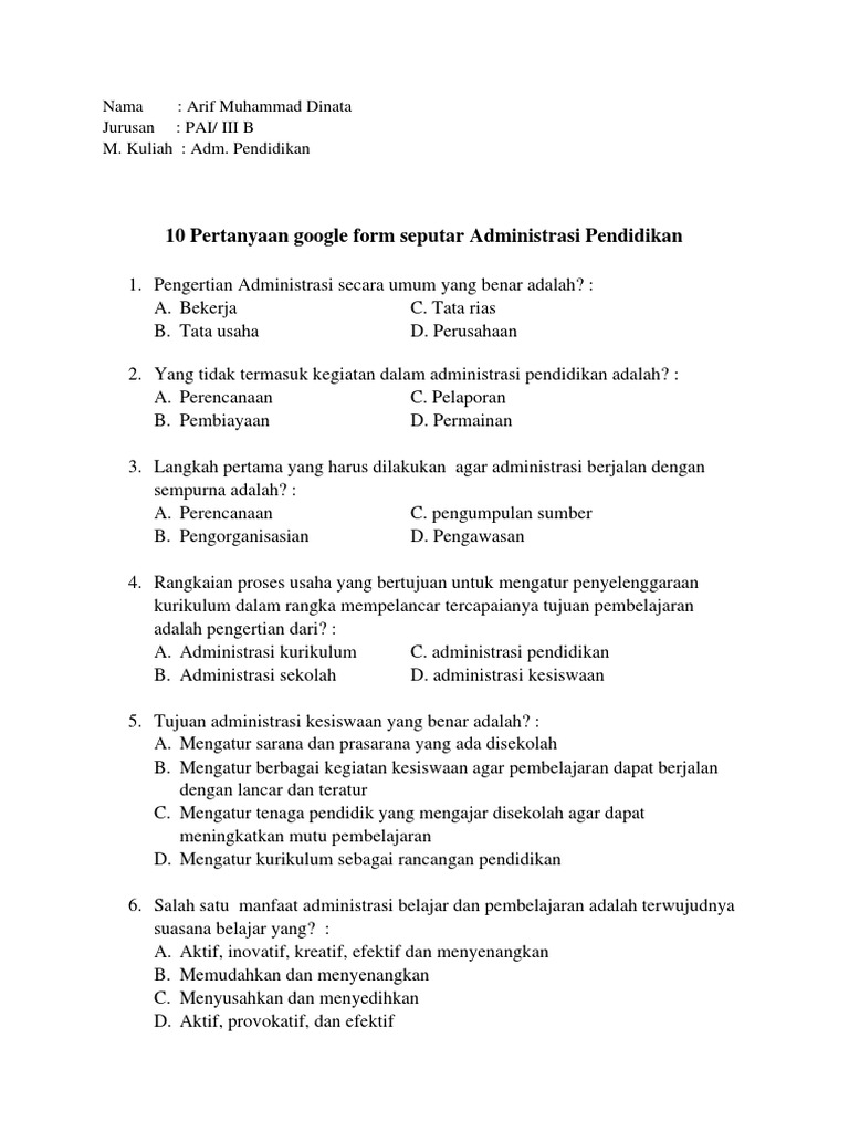 10 Soal Google Form | PDF
