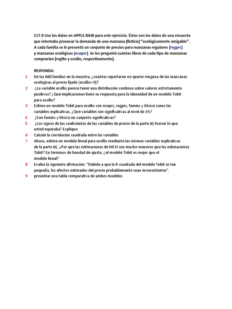 Ejercicios Probit y Tobit - Alumnos | PDF Ejercicios Probit y Tobit - Alumnos | PDF