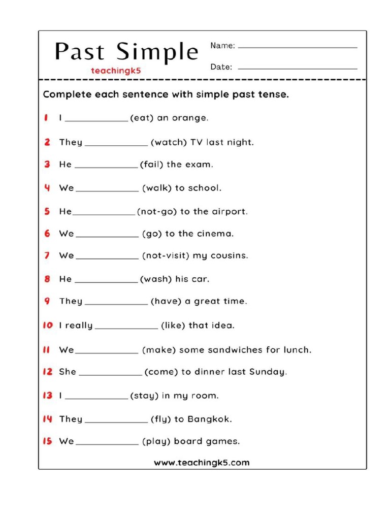 Simple Past Tense Exercicios Pdf