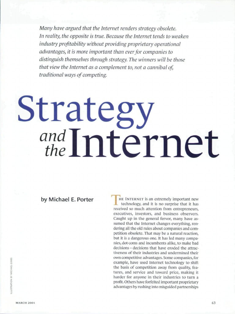 RP02 Porter HBR2001-Strategy and The Internet | PDF | Internet | Sales