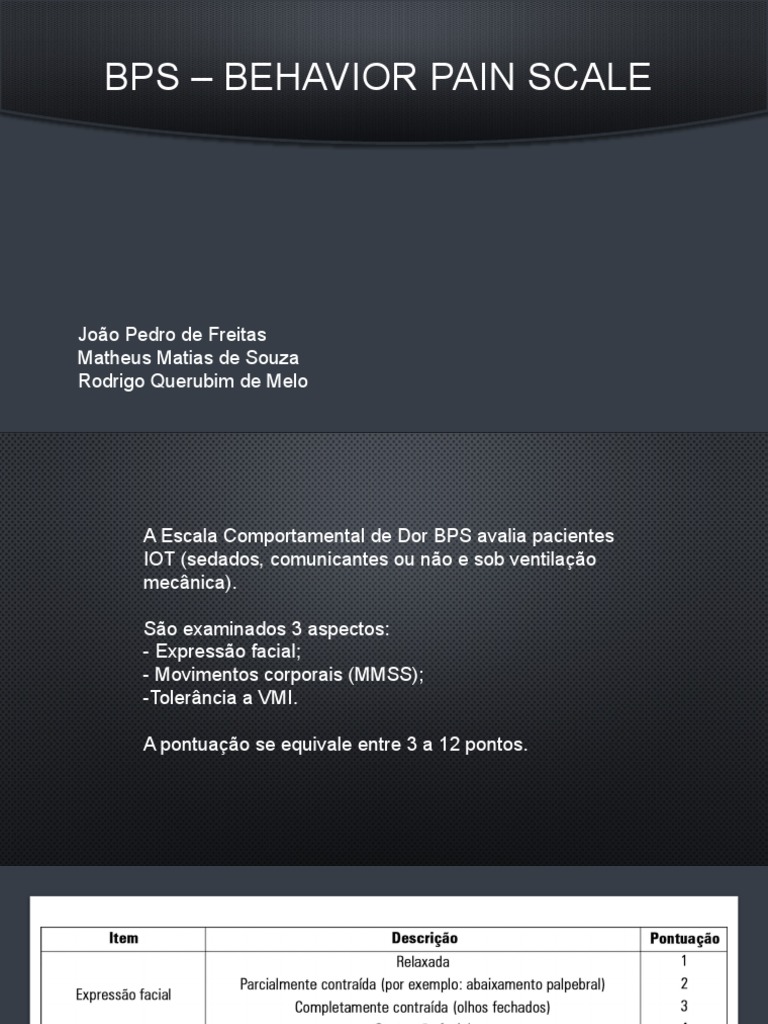 Escala de Dor - BPS | PDF | Bem-estar | Ciências e Matemática