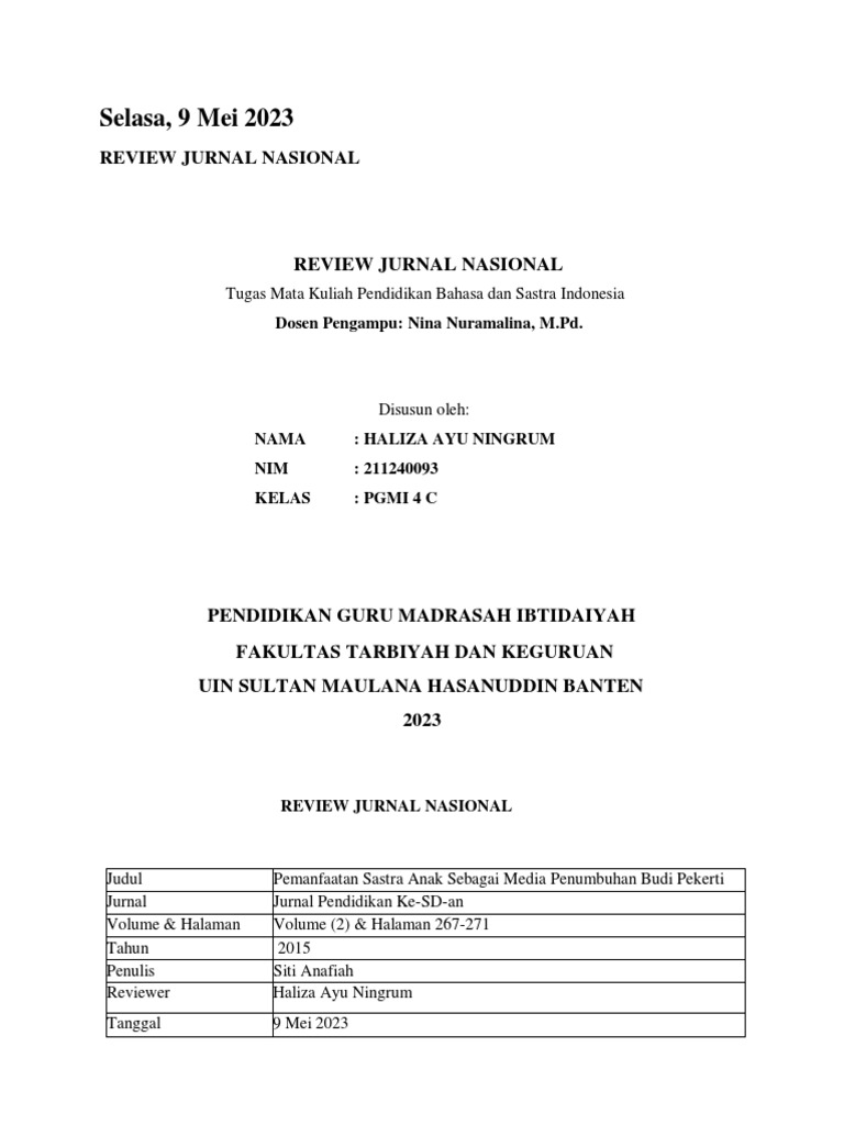 093 - Haliza Ayu - Review Jurnal | PDF